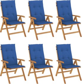 Skládací polohovací křesla s polštáři, 6 ks, masivní teak 3196503