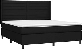 Box spring postel s matrací a LED černá 180x200 cm textil 3138415