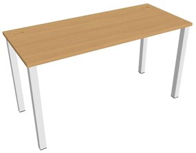 Stůl pracovní rovný 140 cm hl. 60 cm - Hobis Uni UE 1400 Dekor stolové desky: buk, Barva nohou: bílá