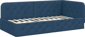 Rohový rám postele Modrá 90 x 190 cm textil 3394044