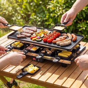 Costway Raclette pro 8 osob Elektrický gril s 2-in-1 oboustrannou nepřilnavou