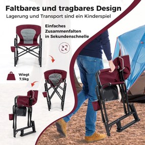Costway Skládací kempingová židle s funkcí kolébky, držákem na pohár a postranní