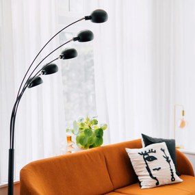 Designová stojací lampa černá se zlatem 5-světlo - Sixties Marmo