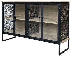 Přírodně černá kovovo dřevěná komoda/ příborník Vence - 121*38*80 cm
