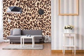 DIMEX | Samolepicí vliesová fototapeta na zeď Leopardí kůže MA-5-2579 | 375 x 250 cm | béžová, černá, hnědá
