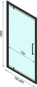 Rea Rapid Swing, 3-stěnový sprchový kout 120 (dveře) x 80 (stěna) x 195 cm, 6mm čiré sklo, černý profil, KPL-009961