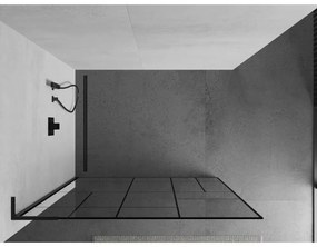 Mexen Kioto L, sprchová zástěna Walk-In 120 x 200 cm, 8mm čiré sklo černý vzor, ​​černý profil, 800-120-103-70-78