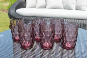 Růžové skleněné sklenice vysoké 390ml 6ks