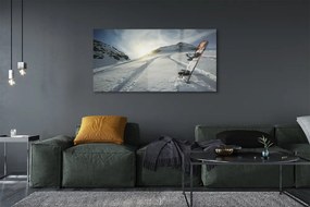 akrylový obraz Deska ve sněhu horách 140x70 cm