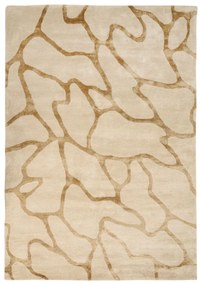 Viskózový koberec s geometrickým vzorem 160 x 230 cm béžový MAKOLA Beliani