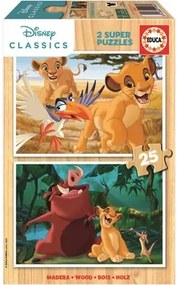 EDUCA Dřevěné puzzle Lví král / 2x25 dílků