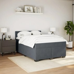 Box spring postel s matrací tmavě šedá 140x200 cm samet 3286343