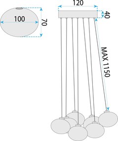 Toolight Toolight, závěsné svítidlo 7xG9, MS021-7CP, chromová, OSW-09635