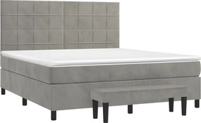 Box spring postel s matrací světle šedá 180x200 cm samet 3137857