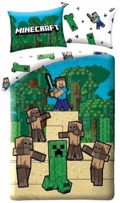 HALANTEX - Bavlněné ložní povlečení Minecraft - Creeper a Steve / 140 x 200 cm + 70 x 90 cm