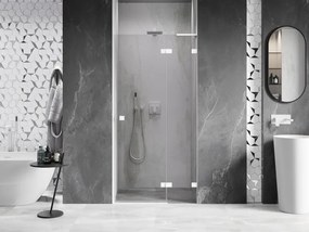 Mexen Lunar L, pravé otočné sprchové dveře 90 cm, 8mm čiré sklo, bílý profil, 834L-090-000-20-00-P