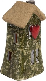 Dekorace zelený keramický domeček - 5*5*10 cm