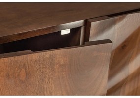 Massive home | Vysoká komoda HURRICANE 120cm 3D akátové dřevo hnědá