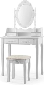 Costway Classic Toaletní stolek Set s LED žárovkami Stolička – 75 × 40 × 146 cm