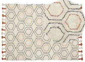 Bavlněný koberec 140 x 200 cm béžový/ oranžový HAJIPUR Beliani