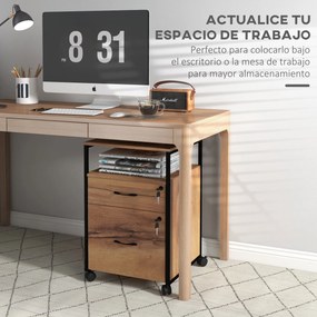 Vinsetto kancelářský filingový kabinet s klíči, mobilní filingový kabinet na kolečkách, 2 zásuvky, závěsná tyč pro dokumenty velikosti A4, 44x40x66.5…