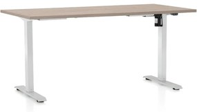 Výškově nastavitelný stůl OfficeTech A, 160 x 80 cm, bílá podnož, dub