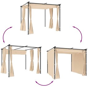 vidaXL Marketos Altán se závěsy 3 x 3 m krémový ocel