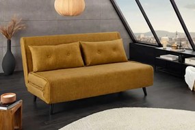 Designová rozkládací pohovka Bleddyn 140 cm hořčičný samet