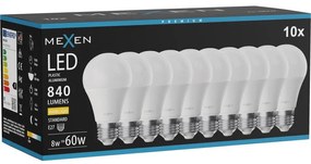 Mexen Nova 10x LED žárovka E27, A60, 8W, Teplá - 3000K, 840 lm - L100-E27-0830-01x10