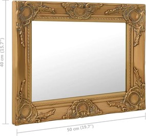 Nástěnné zrcadlo barokní styl 50 x 40 cm zlaté 320309