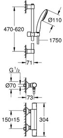 Grohe Precision Start Sprchový set s termostatickou baterií, chrom 34597001