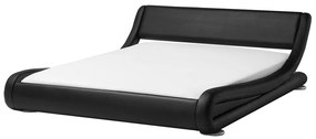 Černá matná kožená postel 180x200 cm AVIGNON Beliani