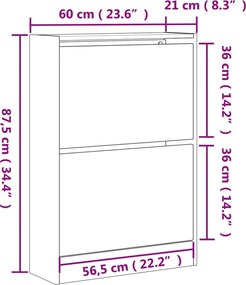 vidaXL Botník 60 x 21 x 87,5 cm kompozitní dřevo [839889] Barva: dub sonoma