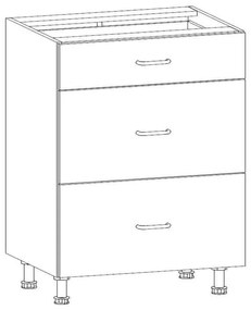 Nejlevnější nábytek MISAEL dolní skříňka D60S3, korpus bílý, dvířka borovice andersen