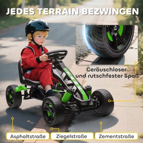AIYAPLAY Gokart s pedály, šlapací auto pro děti s brzdou, protiskluzová kola, kovový rám, 3-6 let, zelená