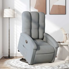 Zvedací polohovací křeslo světle šedé textil 3204092