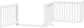 Zábrana pro psy s dvířky skládací 12 panelů bílá 960 cm topol 3155676