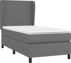 Box spring postel s matrací šedá 80 x 200 cm umělá kůže 3128881