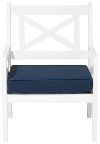 Bílá zahradní židle s modrým polštářem BALTIC  Beliani