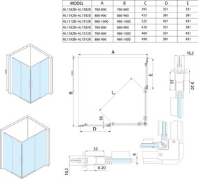 Polysan ALTIS LINE BLACK 100 x 100 cm AL1512BAL1512B sprchový kout