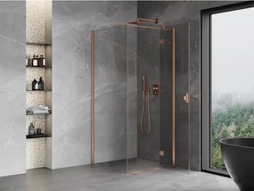 Mexen Mist HT, sprchový kout s výklopnými dveřmi pravý 75 x 75 cm, čiré sklo, měděná matná, 8A5T-075-075-65-00-P