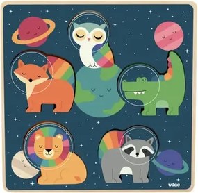 Vilac Vkládací puzzle Zvířecí astronauti / od 18 měsíců