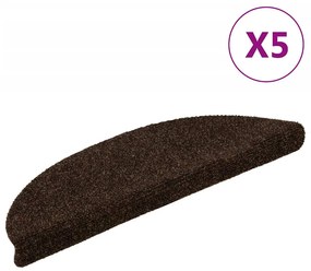 Schodové rohože samolepicí 5 ks 56 x 17 x 3 cm hnědé půlkulaté 149688