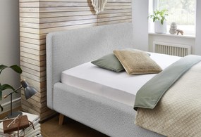 Dvoulůžková postel taupe s úložným prostorem 140 x 200 cm fleece šedá MUZZA