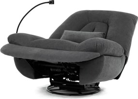 Polohovací křeslo TV-7081 GREY2, elektrické zabudované ovládání, látka, šedá (118 x 112) cm