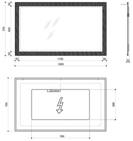 Sapho FLUT LED podsvícené zrcadlo 1200x700mm, bílá FT120