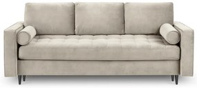 Béžová sametová rozkládací/s úložným prostorem pohovka 225 cm Santo - II. jakost – Milo Casa