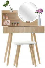 Dřevěný toaletní stolek s taburetem