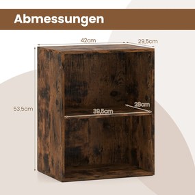 Costway Sada 2 dvoupatrových knihoven 42 cm, rustikálně hnědá