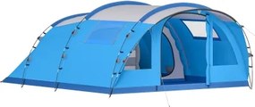 Outsunny rodinný tunelový stan pro 4 osoby s 3 místnostmi, vstupem, 4 okny, vodotěsný, snadná montáž